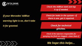 Essential Tips For Keeping Your Mercedes Sprinter’s AdBlue Warning ...