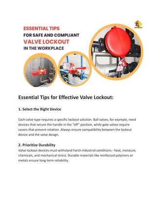 Essential Tips for Safe and Compliant Valve Lockout in the Workplace | PDF