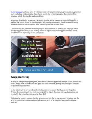 Essential Tips To Master Writing in a Foreign Language | PDF