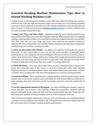 Essential Washing Machine Maintenance Tips