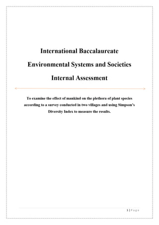 ESS INTERNAL ASSESSMENT 2019-SURVEY & SIMPSON DIVERSITY | PDF