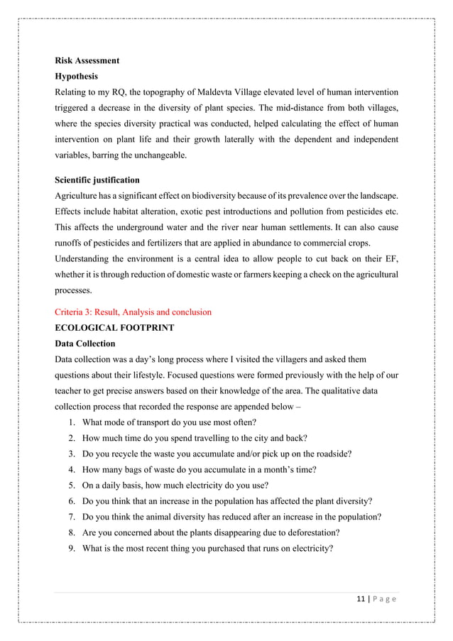 ESS INTERNAL ASSESSMENT 2019-SURVEY & SIMPSON DIVERSITY | PDF