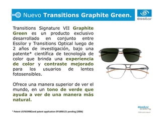 Lentes Transitions Graphite Green - Mayo 2015 | PDF