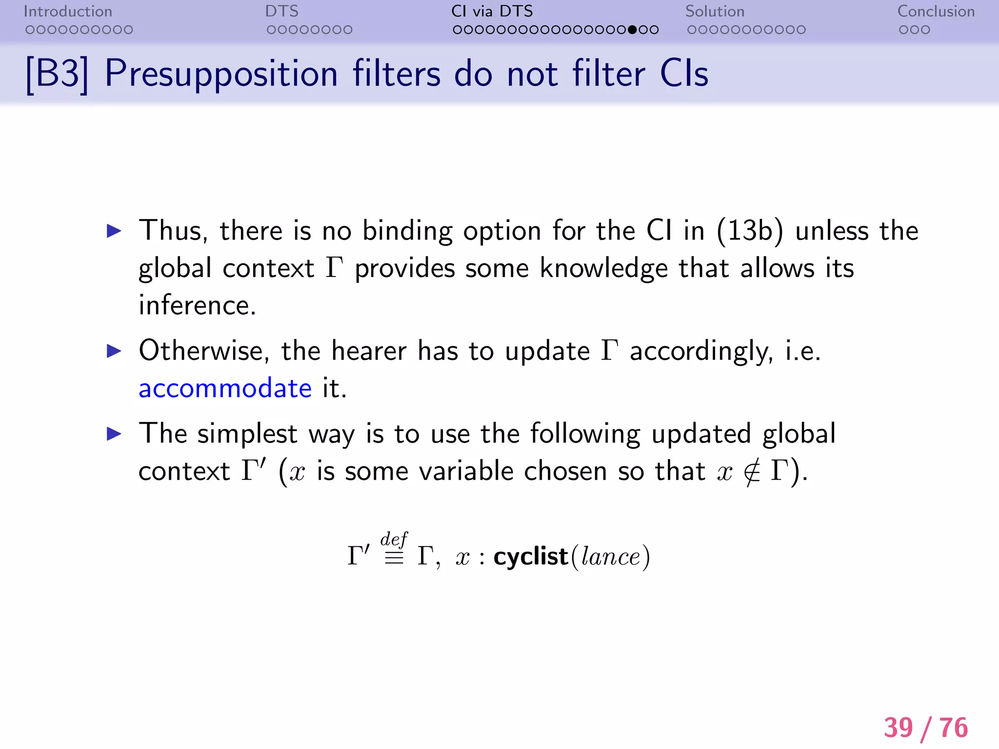 Conventional Implicature Via Dependent Type Semantics Ppt