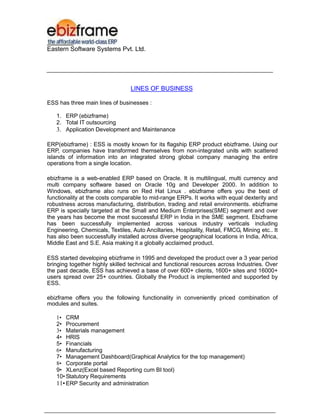Ebizframe ERP Software | PDF