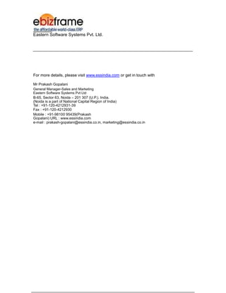 Ebizframe ERP Software | PDF