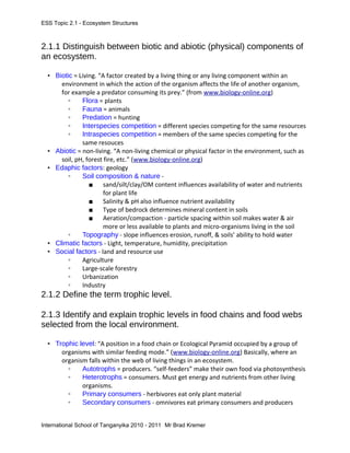 Ess topic 2.1 ecosystem structures | PDF