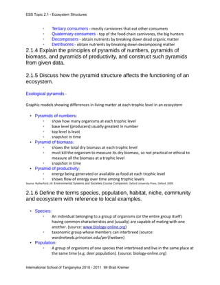 Ess topic 2.1 ecosystem structures | PDF