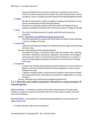 Ess topic 2.1 ecosystem structures | PDF
