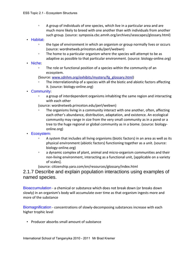 Ess topic 2.1 ecosystem structures | PDF