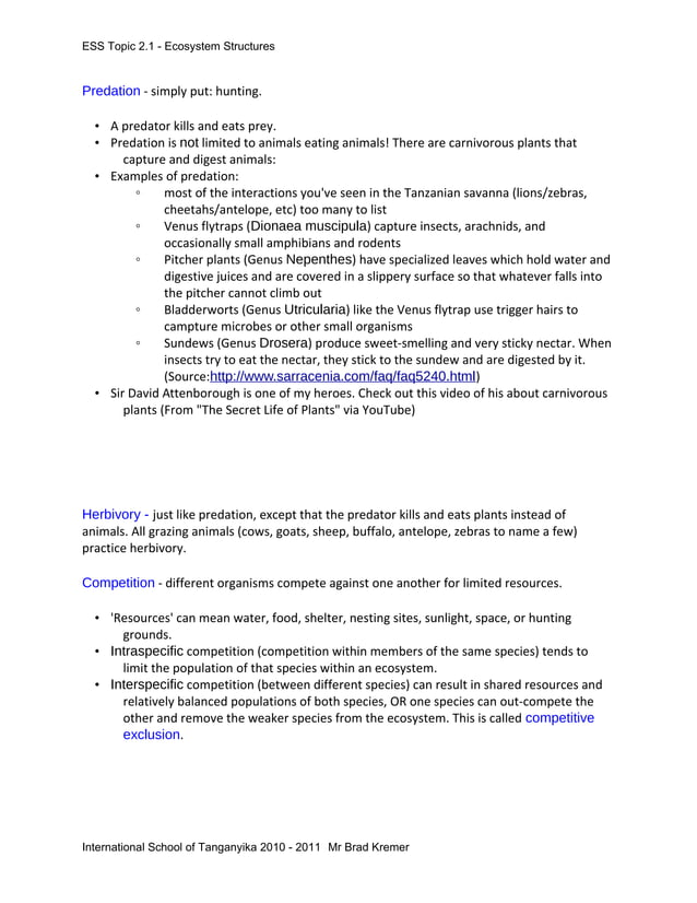 Ess topic 2.1 ecosystem structures | PDF
