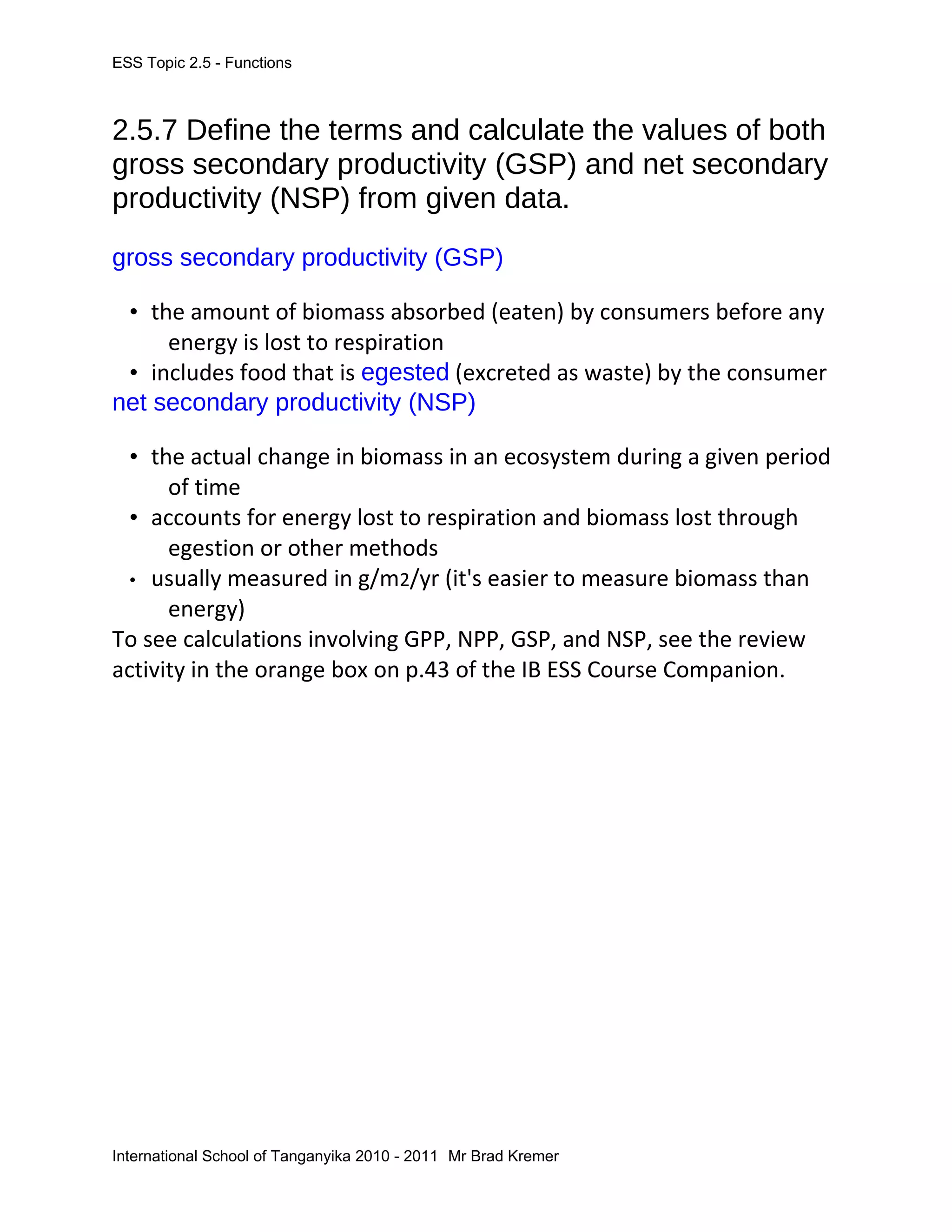 Ess topic 2.5 functions | DOC