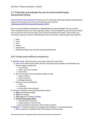 Ess topic 2.7 measuring changes in a system | DOC