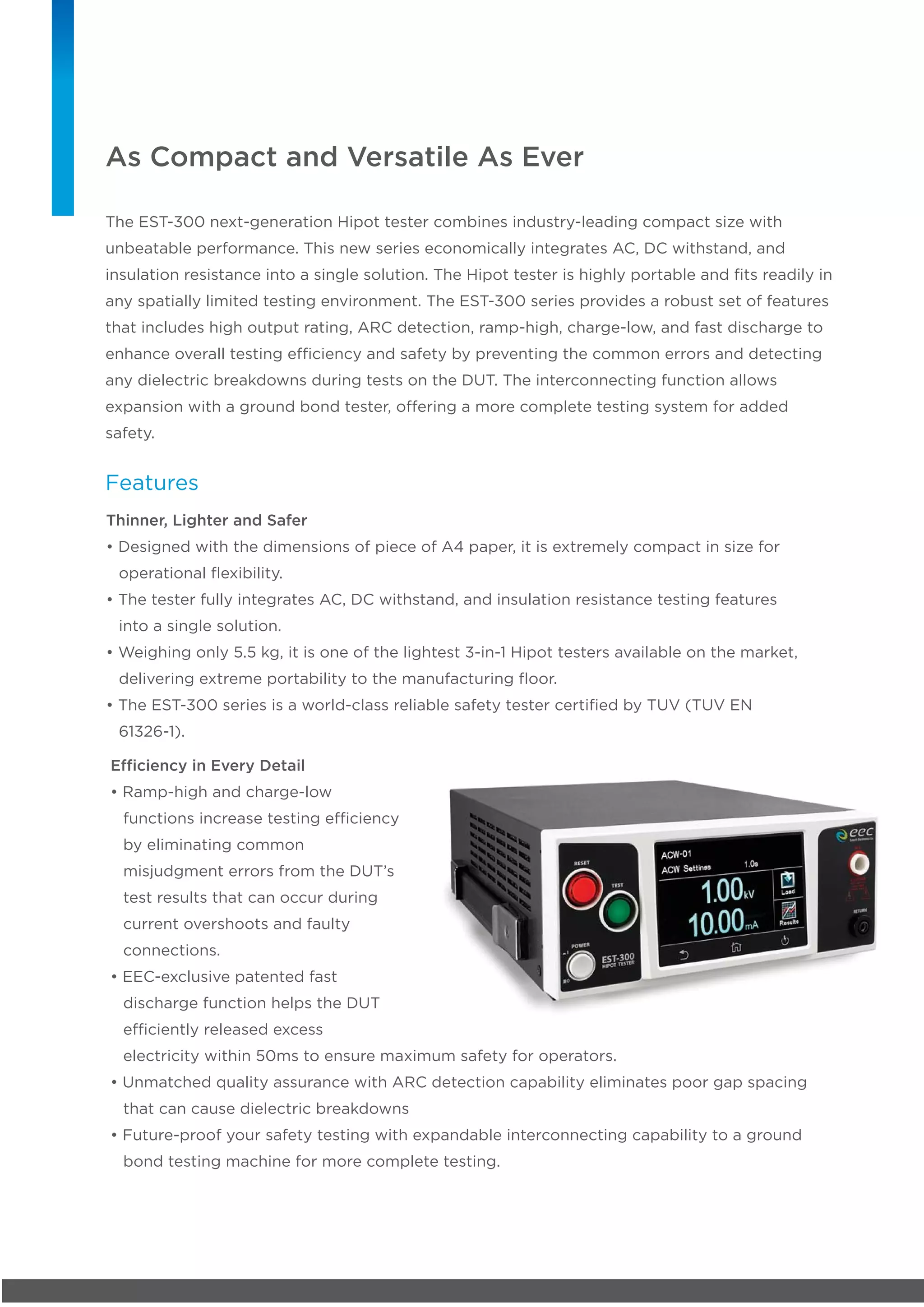 ECC EST-300 Series Next-Generation Hipot Tester - High Output Rating As ...