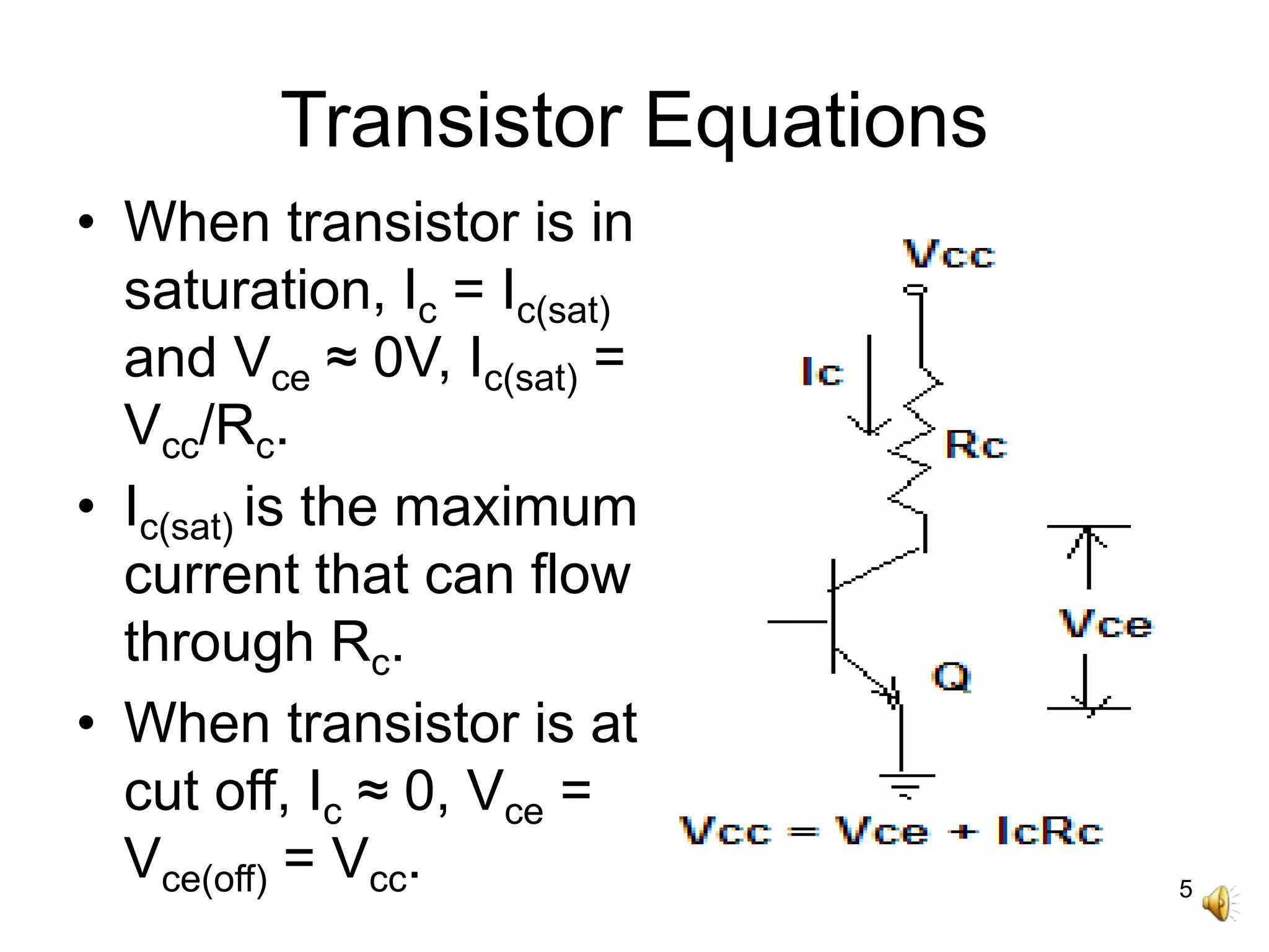 EST 130, Transistor Biasing and Amplification. | PPT