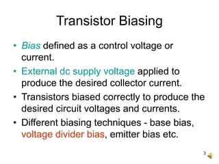 EST 130, Transistor Biasing and Amplification. | PPT