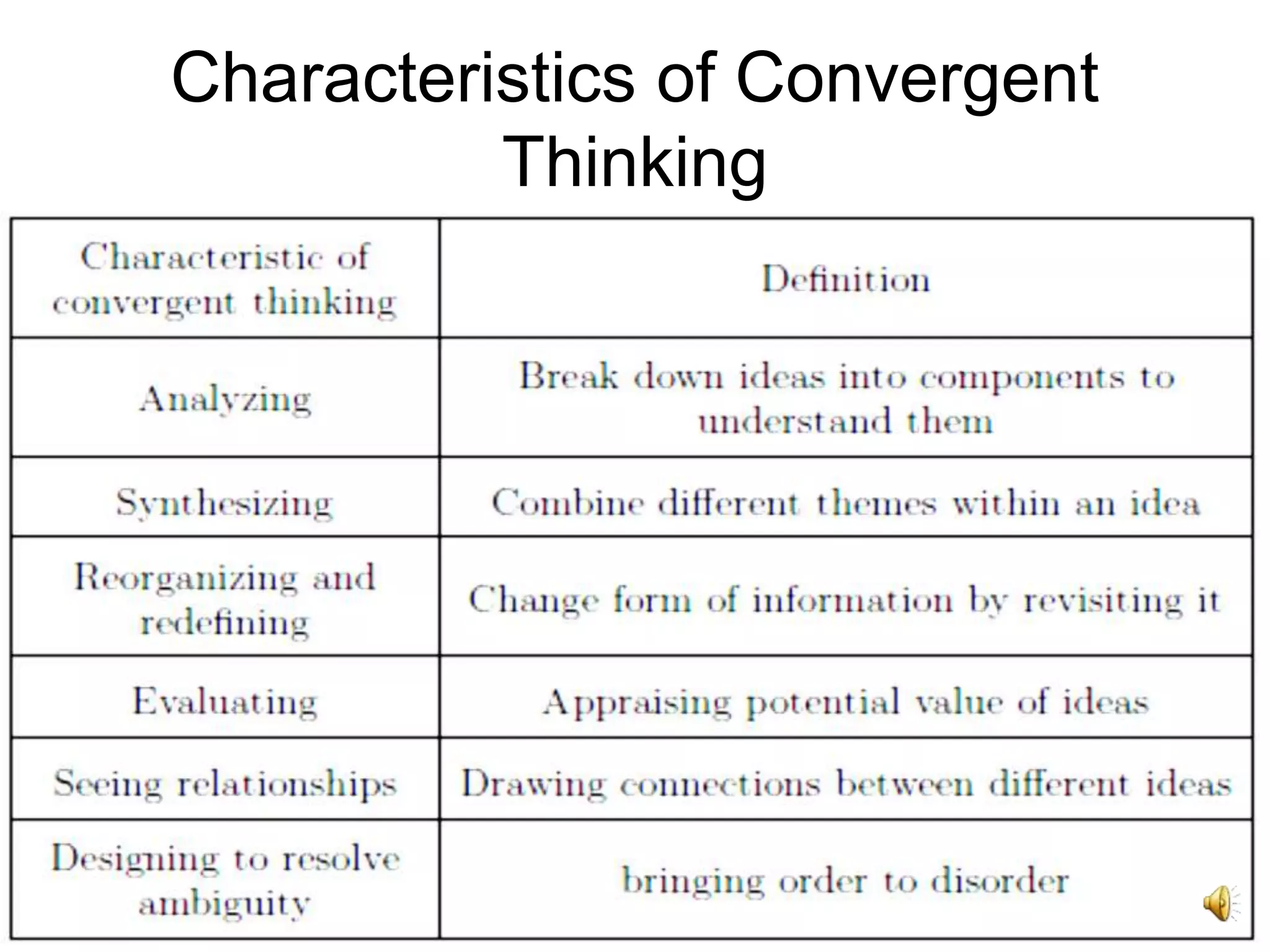EST 200, Convergent and Divergent Thinking | PPT