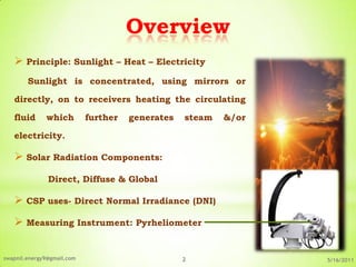 Concentrated Solar Power Technologies (CSP) | PPTX