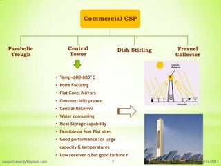 Concentrated Solar Power Technologies (CSP) | PPTX