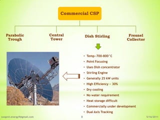 Concentrated Solar Power Technologies (CSP) | PPTX