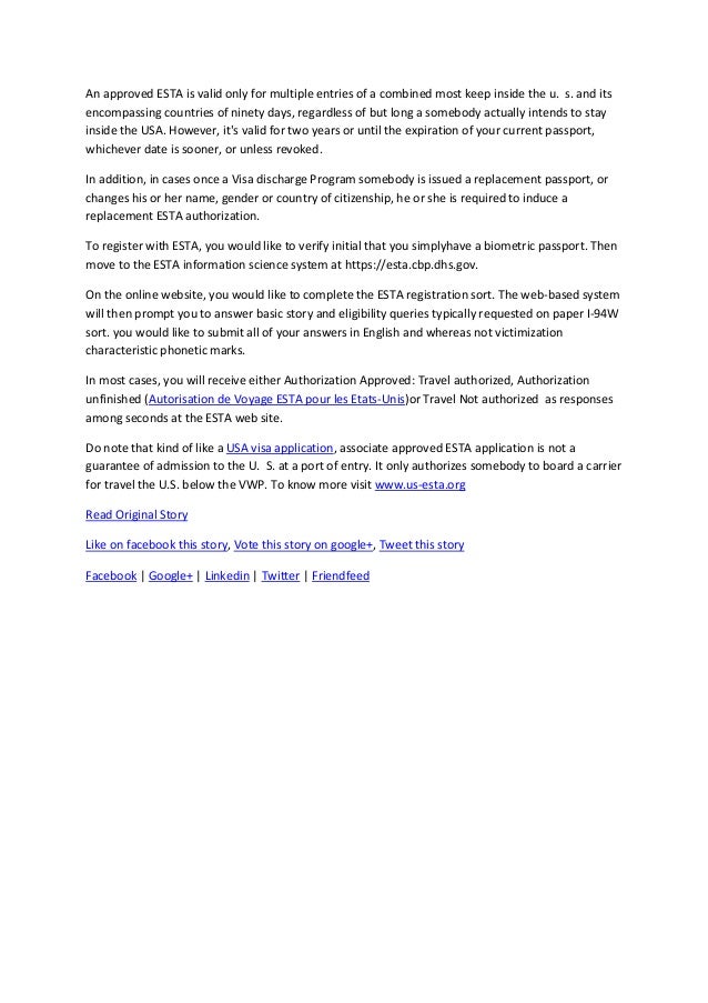 Esta application for united states visa