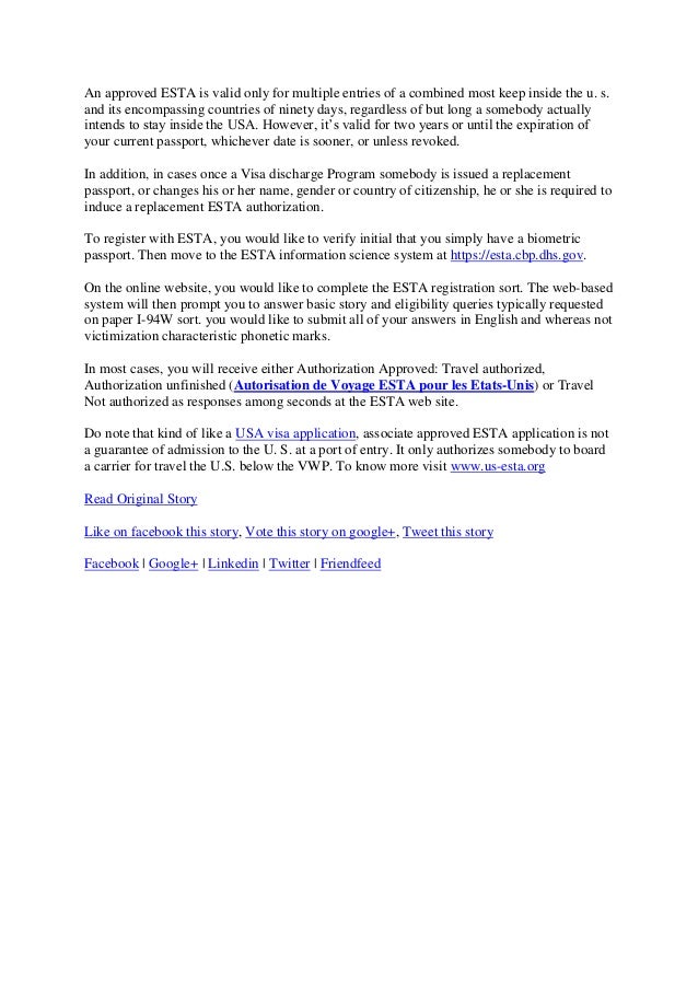 Esta application for united states visa