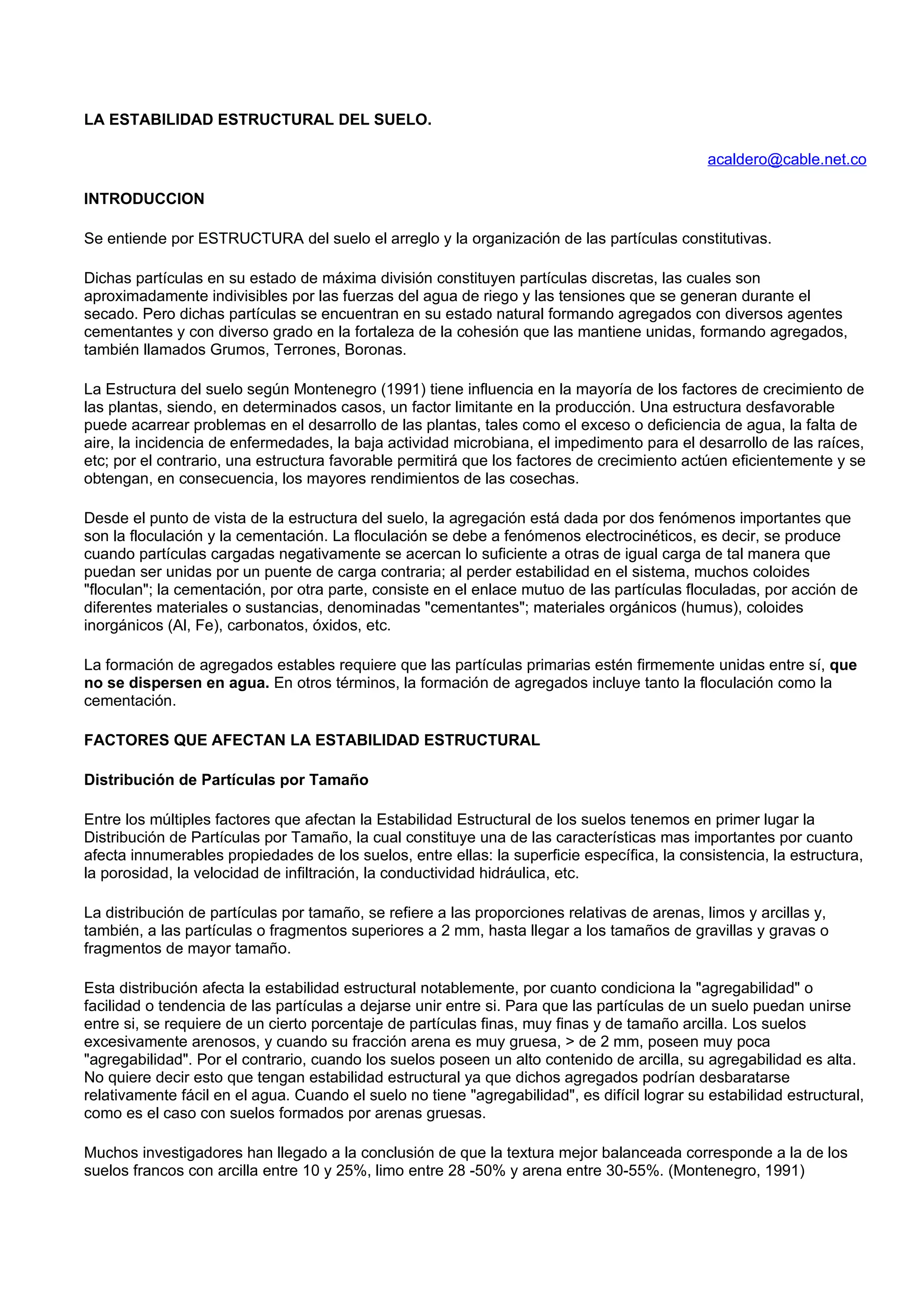 Estabilidad Estructural Del Suelo | DOC