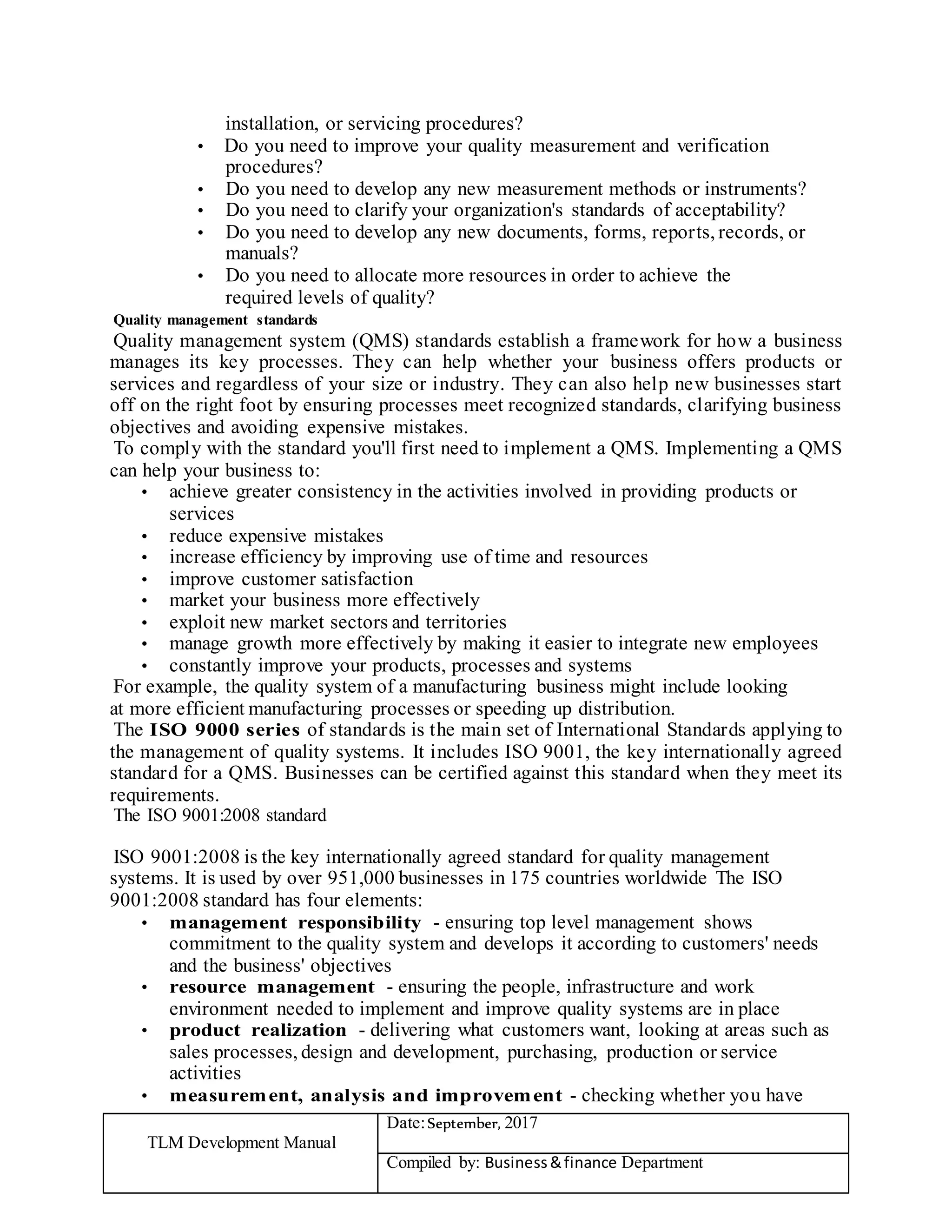 estabilish quality standard.doc