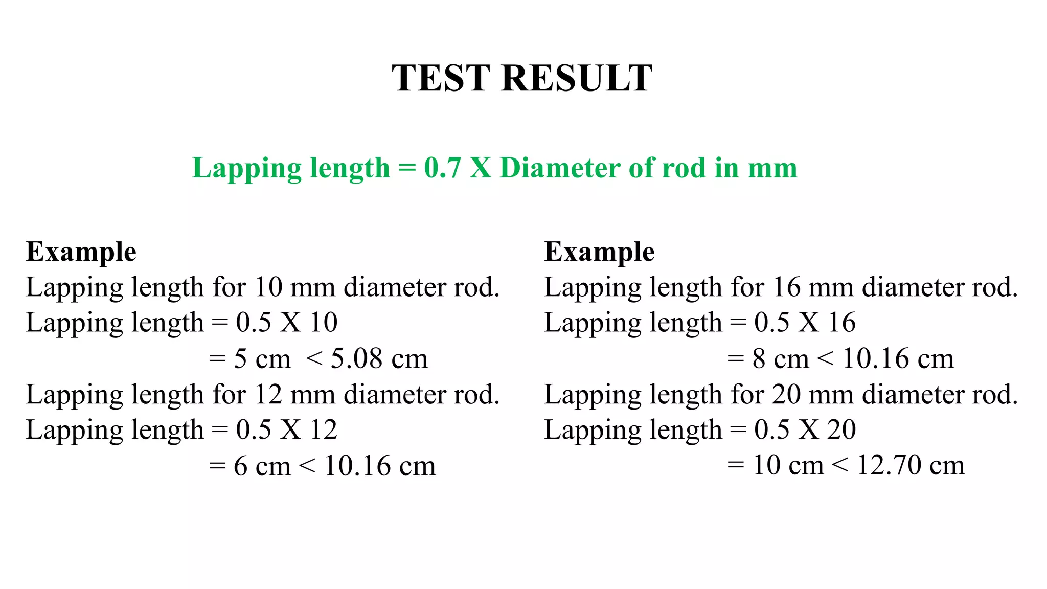 Established a relationship between weld splice length and diameter of ...