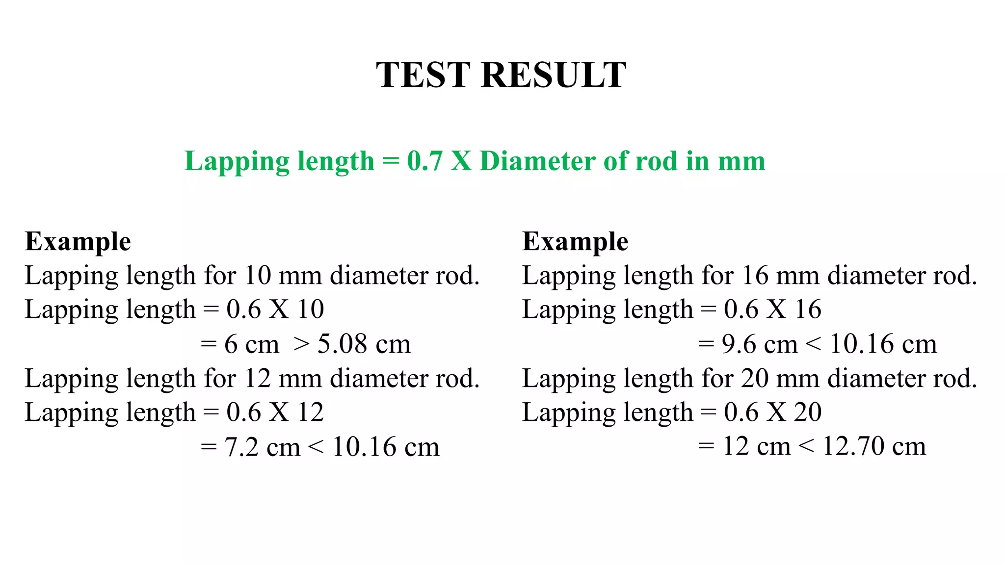 Established a relationship between weld splice length and diameter of ...