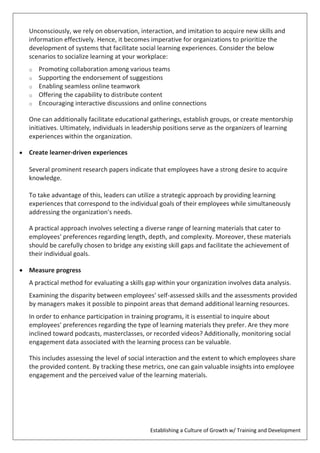 Establishing a Culture of Growth w/ Training and Development | PDF