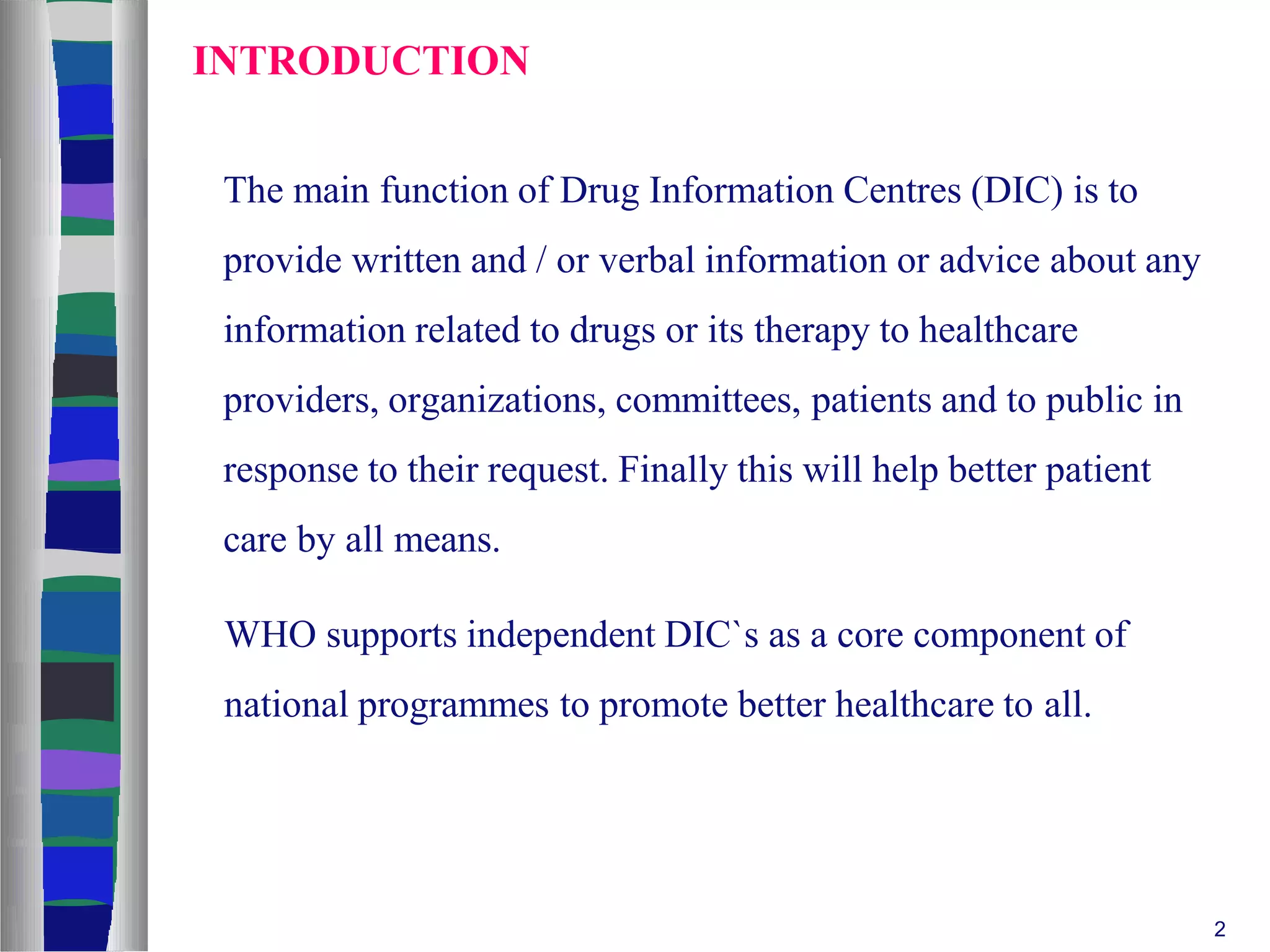 Establishing a drug information centre | PPTX