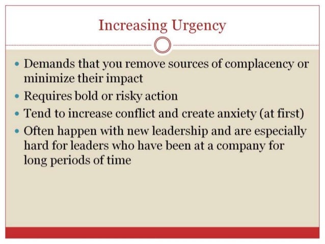 Establishing a sense of urgency!