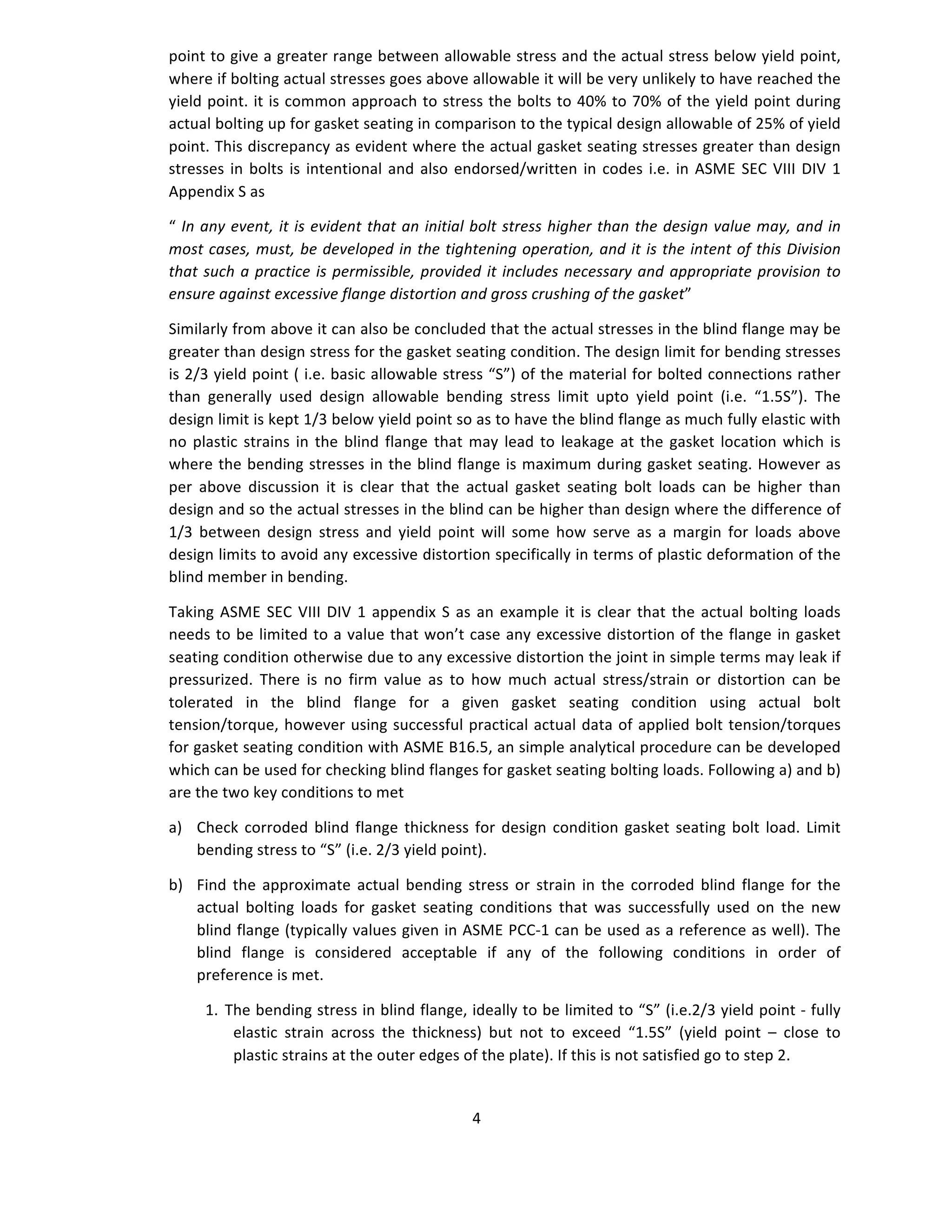 Establishing asme b16.5 blind flanges ratings for reduced thicknesses | PDF
