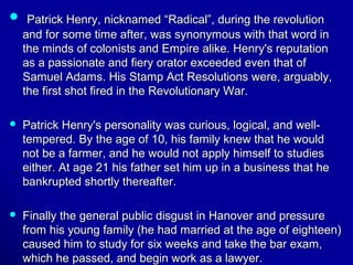 Establishing background knowledge patrick henry | PPT