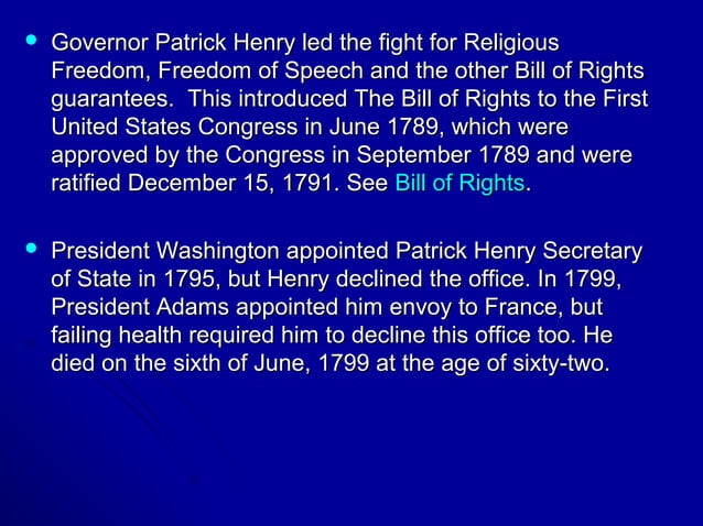 Establishing background knowledge patrick henry | PPT
