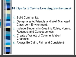 Establishing effective learning environment | PPTX
