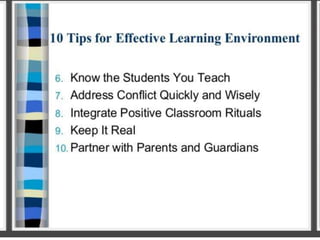 Establishing effective learning environment | PPT
