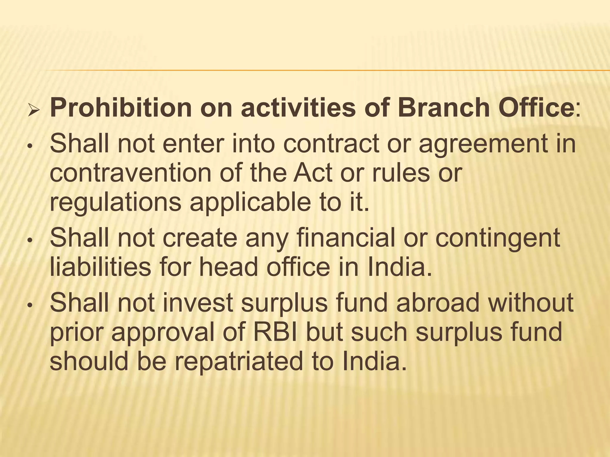 Establishing foreign branches abroad by indian company | PPTX