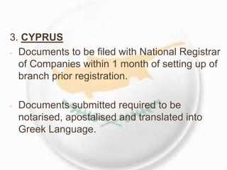 Establishing foreign branches abroad by indian company | PPTX