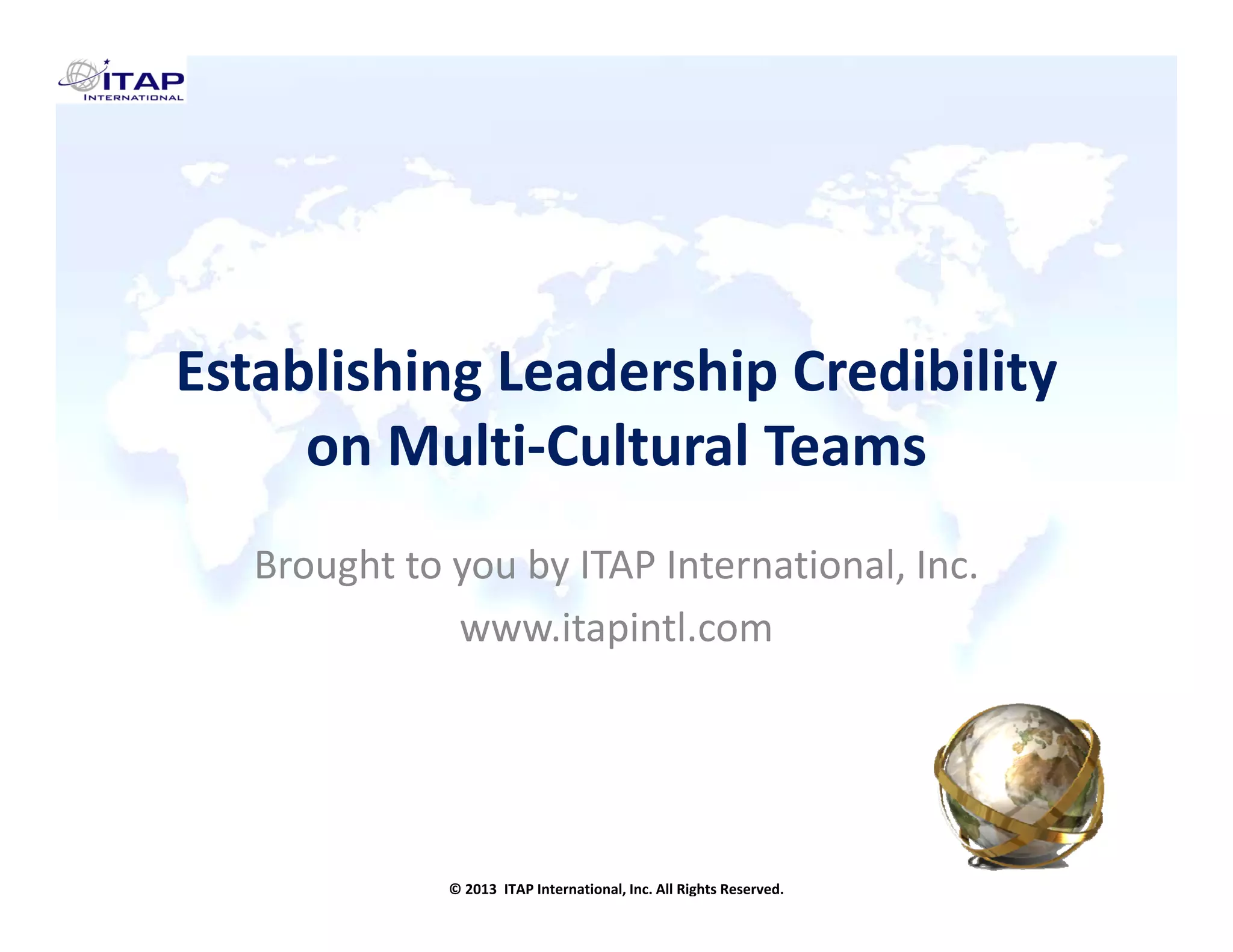 Establishing Leadership Credibility on Multi-Cultural Teams | PPT
