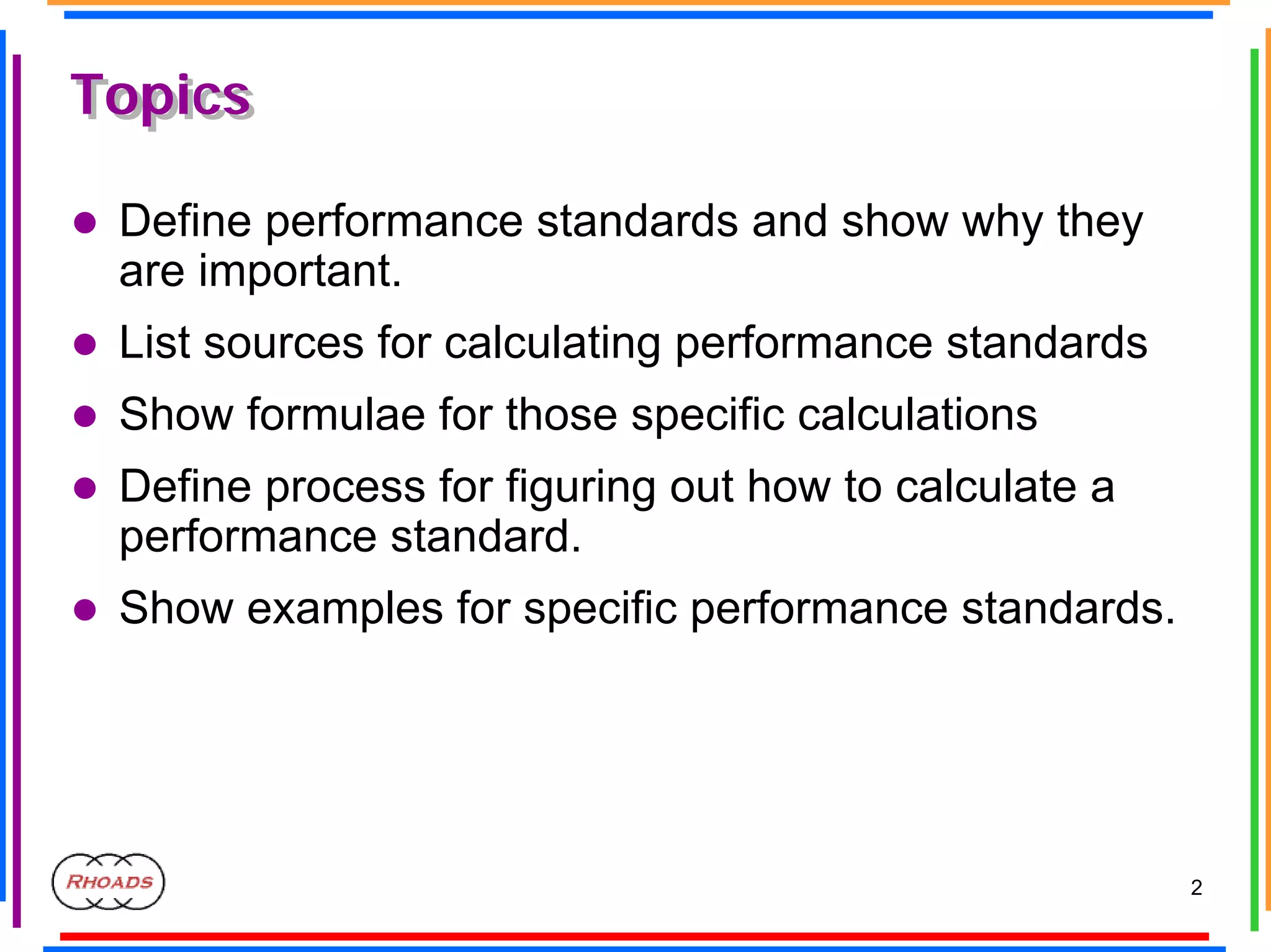 Establishing Performance Standards | PDF