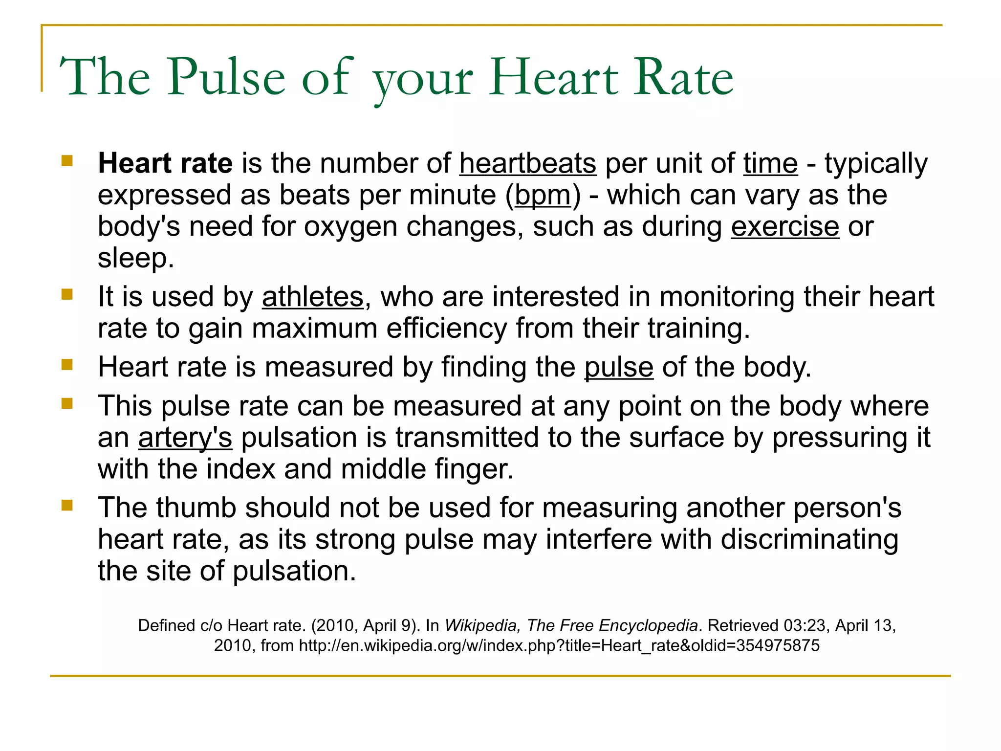 Establishing target (THR) & resting heart (RHR) | PPS