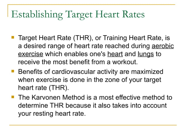 Establishing target (THR) & resting heart (RHR) | PPS