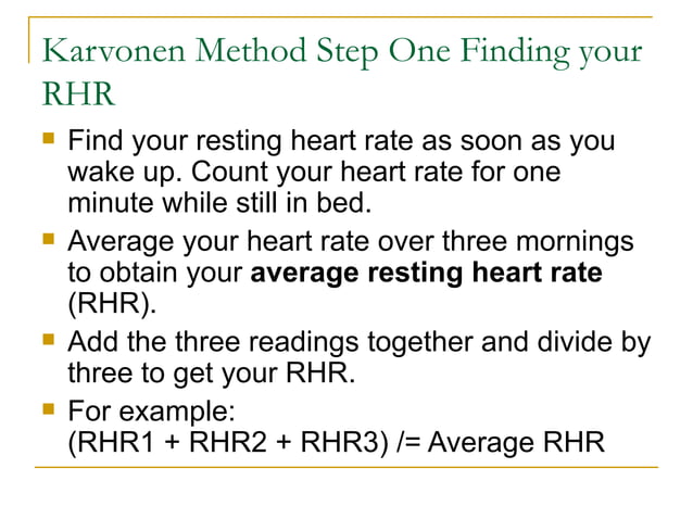 Establishing target (THR) & resting heart (RHR) | PPS