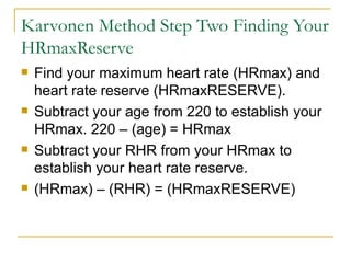 Establishing target (THR) & resting heart (RHR) | PPS