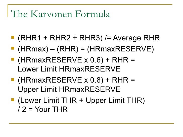 Establishing target (THR) & resting heart (RHR)