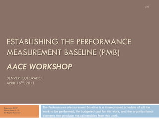 Establishing the performance measurement baseline (v4) | PDF