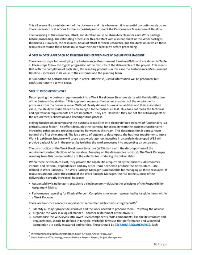 Establishing the Performance Measurement Baseline | PDF