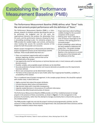 Establishing the Performance Measurement Baseline (PMB) for Effective ...